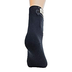 Flippysox Premium Socks with Patented Zipper Wallet - Comfortable Cotton Polyester Blend, Ethically Sourced, Ideal for Active People, Travelers, Concertgoers, Runners, Hikers, Bikers - Black Socks