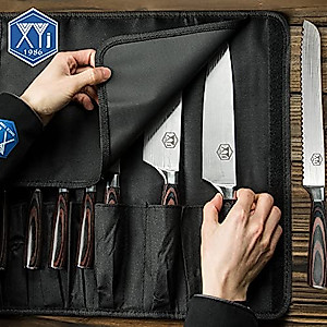 XYJ Stainless Steel Kitchen Knives Set 8 Piece Chef Knife Set with Carry Case Bag & Sheath Well Balance Ergonomic Handle