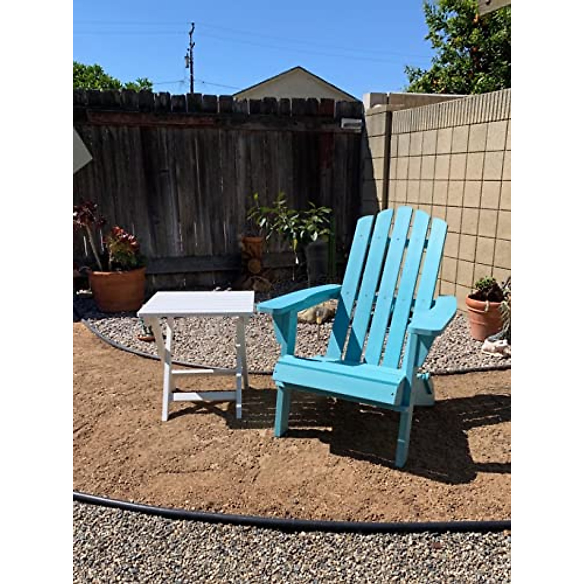 PolyTEAK Folding Adirondack Chair, Premium Weather Resistant Poly Lumber, Outdoor Patio Furniture, Up to 300 lbs, Plastic Adirondack Chairs for Patio Garden Fire Pit, Classic Collection - Blue