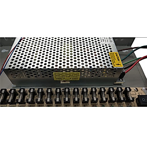 Yuarisx 18 Channel/Port DC 12V 20 Amp Security Camera Power Supply Distribution with Metal Box for Cameras, IP CCTV DVR Surveillance System