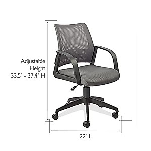 Leick Home Adjustable Height Mesh Back Office Desk Chair, Gray, 22" W