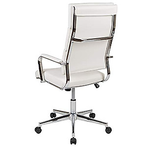 Flash Furniture Hansel High Back White LeatherSoft Contemporary Panel Executive Swivel Office Chair