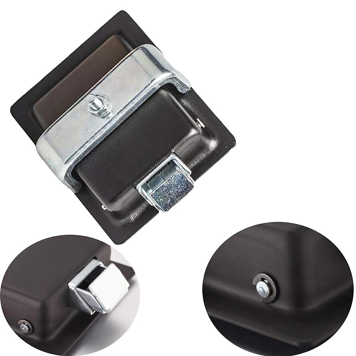 2 PCS Flush Mount Paddle Handle Stainless Steel Locking Door Latch RV Paddle Entry Interior Handle Knob Deadbolt Toolboxes and Compartment Black