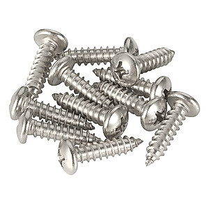 #4 x 1 Pan Head Wood Screw Self Tapping Screws, 304 Stainless Steel 18-8, Bright Finish, Pack of 100