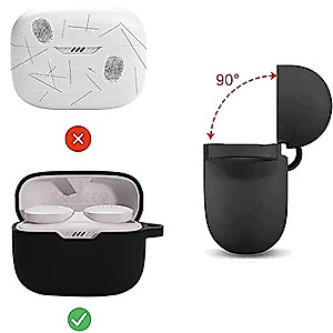 LiZHi for JBL Tune 230NC TWS Case Cover, Soft Silicone Skin Cover Shock-Absorbing Protective Case with Keychain for JBL Tune 230NC TWS True Wireless Headphone, Black