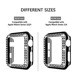 adepoy Compatible for Apple Watch Case 44mm Series 6/5/4 SE Bling Rhinestone Apple Watch Protective Case Bumper Frame Screen Protector Case Cover for iWatch Series 44mm Black
