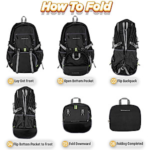 WEREWOLVES Lightweight Waterproof Foldable Small Backpack - Water Resistant Hiking Daypack for Outdoor Camping Travel (20L, Navyblue)