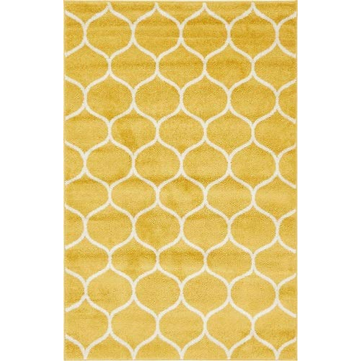 Unique Loom Trellis Frieze Collection Area Rug - Rounded (4' 1" x 6' 1", Yellow/ Ivory)