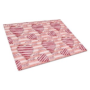 Caroline's Treasures BB7567LCB Watercolor Red Striped Hearts Glass Cutting Board Large Decorative Tempered Glass Kitchen Cutting and Serving Board Large Size Chopping Board