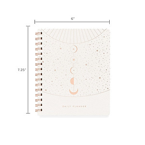 Fringe Studio Non-Dated Daily Planner, Faux Leather Cover, Moon Phase Dust", 160 Pages, 6" x 7.25" (877006)