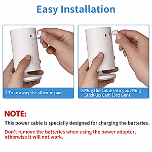 ALERTCAM Power Adapter for Ring Stick Up Cam Battery(3rd Gen), with 30ft/9m Weatherproof Outdoor Cable Continuously Charge Your Camera, No Need to Change The Batteries