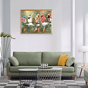 Tenei Paint by Numbers for Adults & Kids Oil Paint DIY Craft Paintings Art Set on Canvas Color by Number Kits Acrylic(Birds)