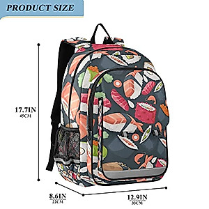 Glaphy Japanese Sushi and Rolls Backpack School Bag Lightweight Laptop Backpack Student Travel Daypack with Reflective Stripes