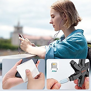 12 in 1 iPhone Cleaning Kit, Airpods Cleaning Kit with Portable Bag, iPhone Charging Port Cleaning Kit, Fix Unreliable Charging Connection, 2023 (Black)