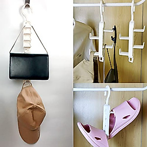 2 Pack Ladies Purse Hanger, Stackable Closet Hook Organizer, Durable Purse Rack, Space Saving Hanger, Easy to Assemble, White