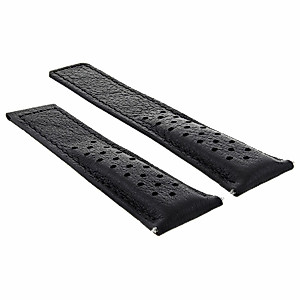 Ewatchparts Leather Watch Band Strap 20mm Compatible With Tag Heuer Carrera CV2010 Black Clasp FC-5037-39
