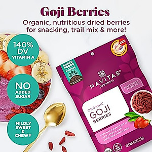 Navitas Organics Goji Berries, 4 oz. Bag, 4 Servings - Organic, Non-GMO, Sun-Dried, Sulfite-Free