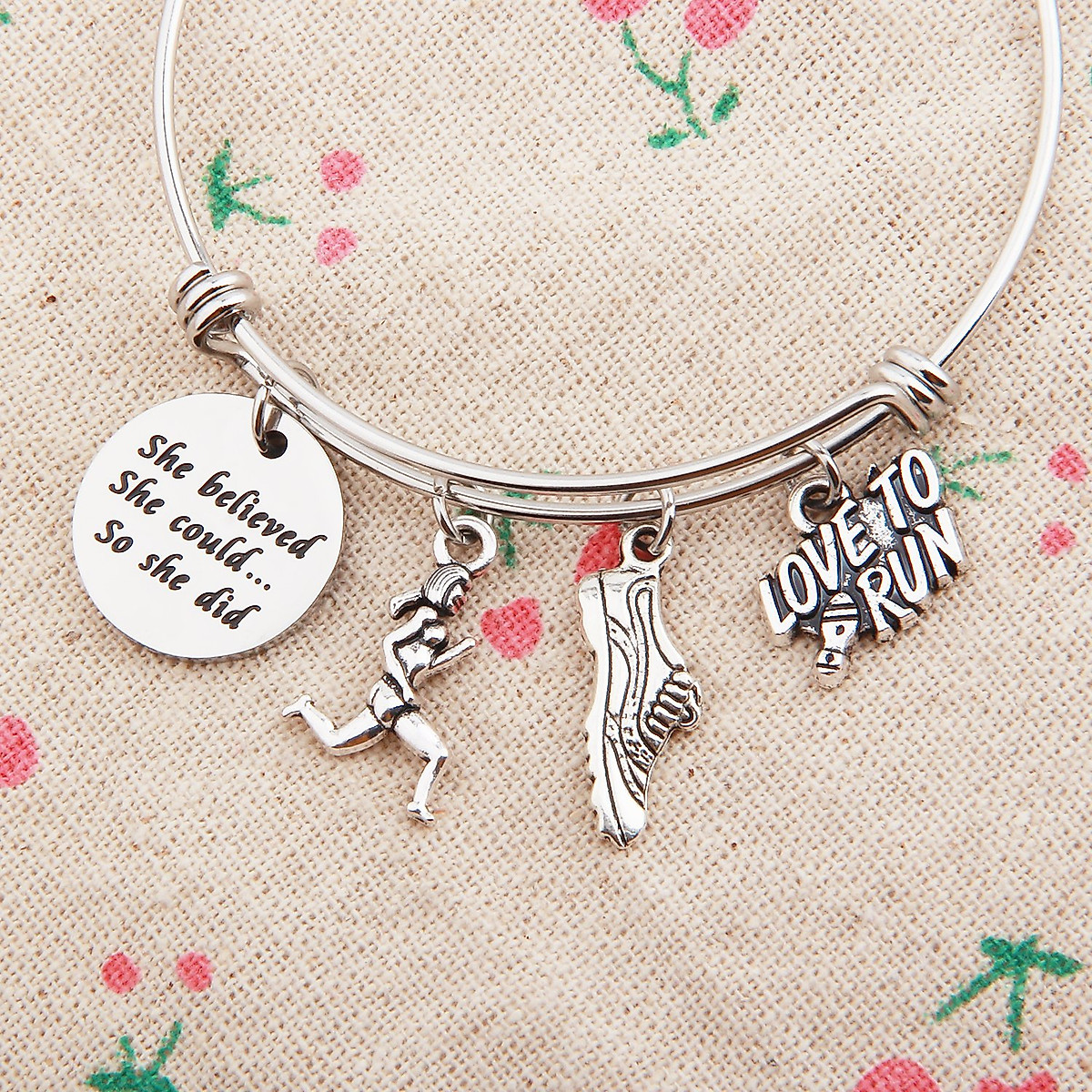 ENSIANTH Runner Bracelet She Believed She Could So She Did Bracelet Running Jewelry Track Marathon Gifts (Believed Run Bracelet)