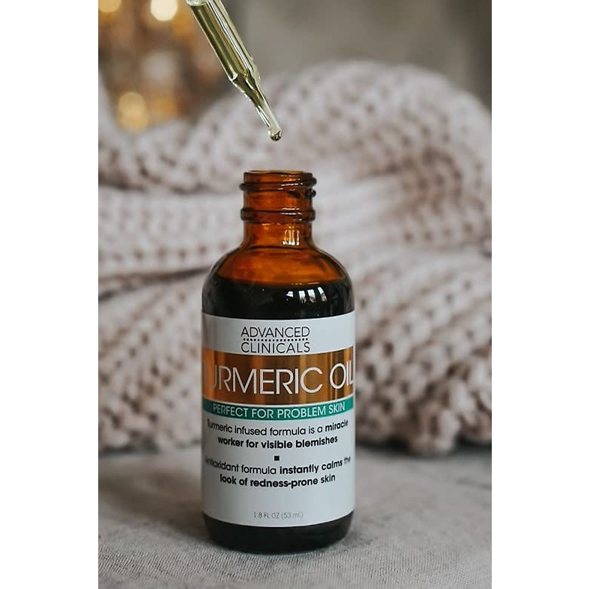 Advanced Clinicals Turmeric Oil Blemish Control Facial Skin Care Serum For Face | Antioxidant Moisturizer W/Rose Extract & Jojoba Oil For Dark Spots, Dry Skin, Redness, & Skin Blemishes, 1.8 Fl Oz