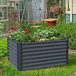 Galvanized Raised Garden Bed Box Planter for Outdoor Plants 24" Extra Tall Raised Garden Beds Outdoor Garden Boxes Outdoor Raised Metal Raised Garden Beds for Vegetables 48"X36"X24", Midnight Grey