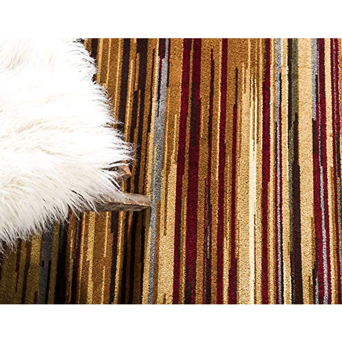 Unique Loom Barista Collection Modern, Abstract, Stripes, Urban, Rustic, Warm Colors Area Rug, 2' 2 x 6' 0 Runner, Multi/Beige