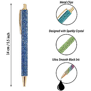 Xccj 7 Pcs Diamond Bling Pens for Women Pretty Cute Pens Rhinestone Colorful Ballpoint Pens Metal Retractable Writing Pens Black Ink 1.0 mm Sparkly Crystal Pens for Women Girls Office