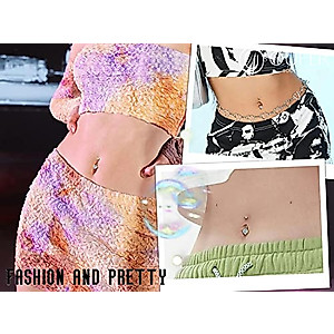 OUFER 14G Belly Rings, 9K Solid Gold Belly Button Rings, Heart Navel Rings, Internally Threaded Long Belly Piercing Jewelry for Women and Men-12MM