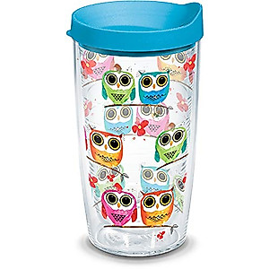 Tervis Colorful Woodland Owls Made in USA Double Walled Insulated Tumbler Cup Keeps Drinks Cold & Hot, 16oz, Clear
