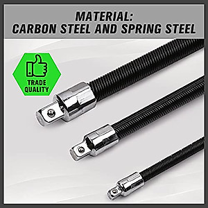 SWANLAKE 3-PIECE Flexible Socket Extension Bar Set 1/2" 1/4" 3/8" Shaft Drive 10" 8" 6"