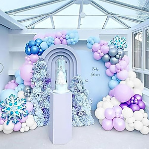 Blue and Purple Balloons Set, 50 PCS Blue 12 Inch Mermaid Balloons, Metallic Purple Blue White Latex Balloons Confetti Helium Balloons for Girls Mermaid Birthday Party Baby Shower Winter Supplies