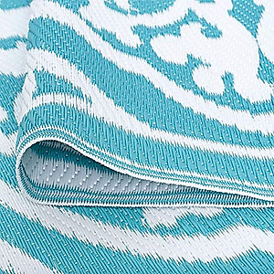 Reversible Plastic Straw, Water Resistant Outdoor Rug 6x9 for Patio, Deck, Porch, Camping, RV | Fade Resistant Outside Area Rugs for Patios | Size 5'11'' x 8'10''