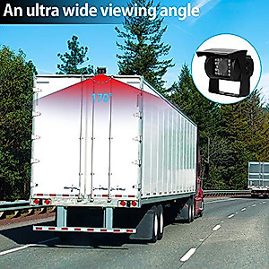 RV Backup Camera and Monitor Kit(12-24V) 7inch HD Monitor Reversing +2 Rear View Camera 170°Wide Angle,18IR Night Vision,Waterproof IP68，Dual Back up Camera for Truck/Trailer/Van/Camper/Vehicles.