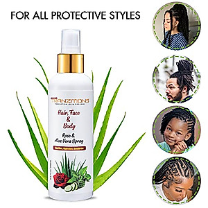 Organic Aloe Vera & Rose Water Moisturizing Spray for Locs and Dreadlocks - Nourishing and Refreshing Natural Hair & Scalp Mist, 6.8 oz