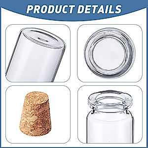Mimorou 100 Pcs Mini Glass Bottles with Cork Stoppers 2 ml Clear Small Jars 0.07oz Vials Sets DIY Decorative Wish Potion Bottles, Including Eye Screws Ropes 10 Funnels