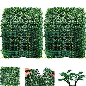 Juexica 16 Pieces Grass Wall Panels 10 x 10 Inch Boxwood Hedge Wall Panels Artificial Grass Backdrop Wall Faux Greenery Fake Grass Wall for Indoor Outdoor Plant Wall Decor Garden Fence Decorations
