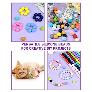 150PCS FIVEIZERO Silicone Beads, 30 Colors 15mm Silicone Beads Bulk for Keychain Making,Focal Beads Rubber Round Bulk Beads Mixed Color Silicone Beads for DIY Crafts Making