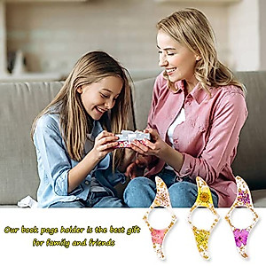 3 Pieces Book Page Holder-Dried Flower Resin Thumb Book Holder-Handmade Resin Holders Light Weight Book Opener Bookmarks Book Reading Accessories for Teachers Book Lovers