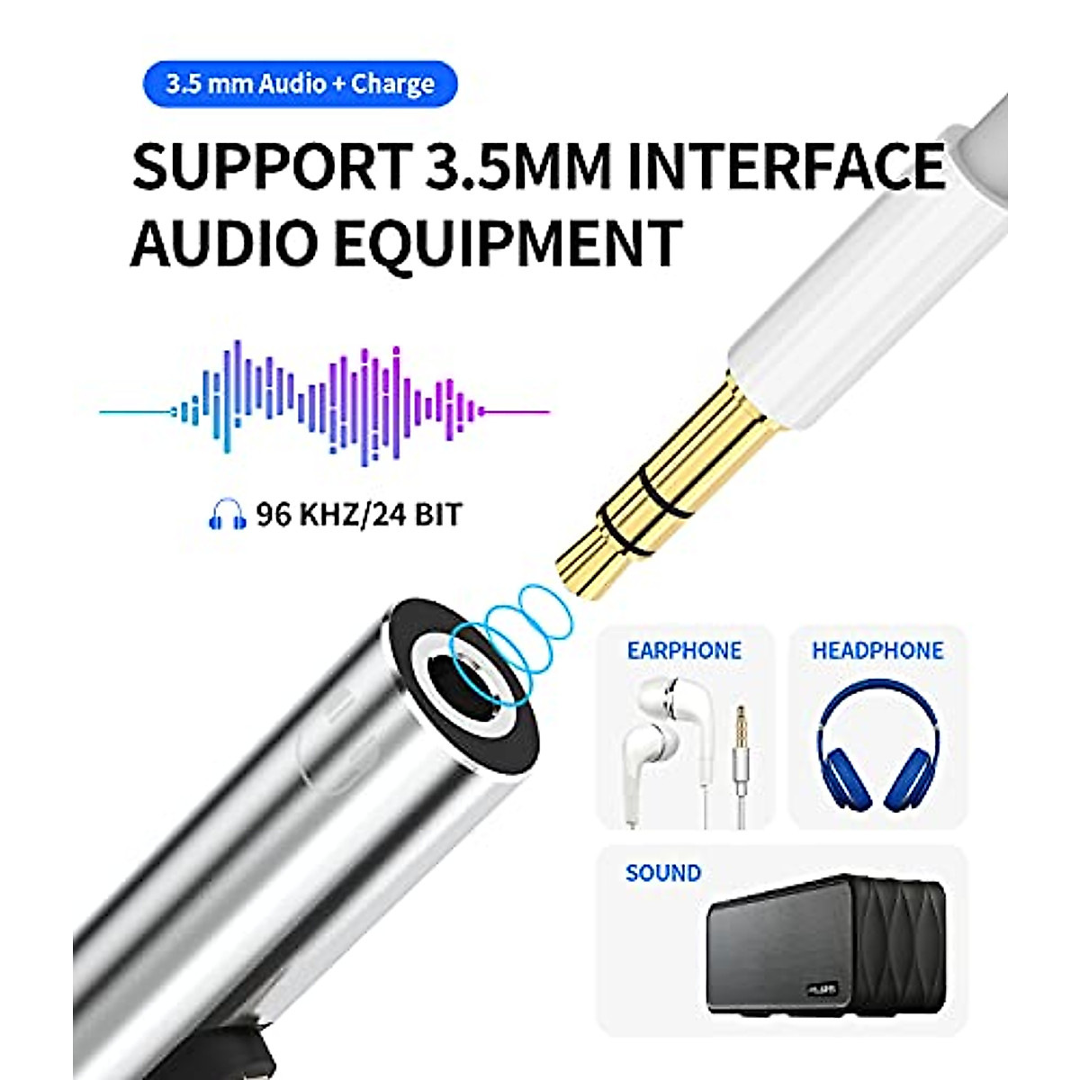 Headphone Adapter Lightning to 3.5mm AUX Audio Jack and Charging Dongle Earphone Headset Splitter Compatible with iPhone 11 12 13 Mini pro max xs xr x 7 8 Ipad Air para Y Cable Cord Converter Earbud