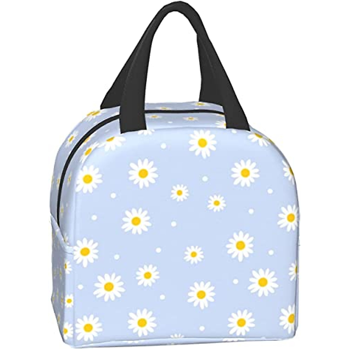 Insulated Lunch Bag for Girls Women, Cooler Tote Reusable Lunch Box Container For Girls Boys School Work Office Travel Picnic Floral Daisy Purple Flower