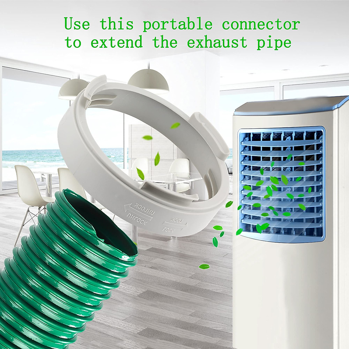 Portable Air Conditioner Exhaust Hose Connector, Round Tube Conditioner Adapter Exhaust Duct Vent Kit (white)