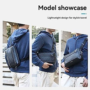 Smatree Leather Crossbody Bag for Men and Women, Sling Shoulder Backpack compatible for Nintendo Switch OLED/iPad Mini/iPhone, Water Resistant Carrying Pack for Travel, Work, Sport,Black Blue