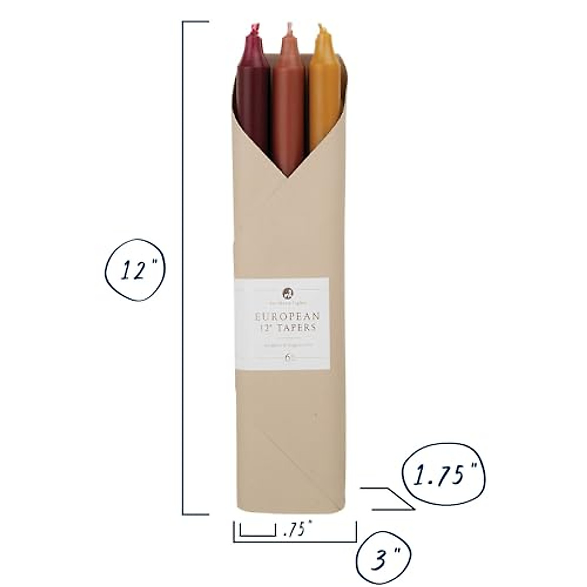 Northern Lights Candles - 12" 6pk Taper Combo - Autumn Harvest - 72744