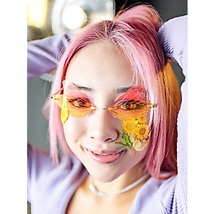 7 Pieces Dragonfly Sunglasses Fairy Glasses Butterfly Glasses Rimless Sunglasses for Women Men