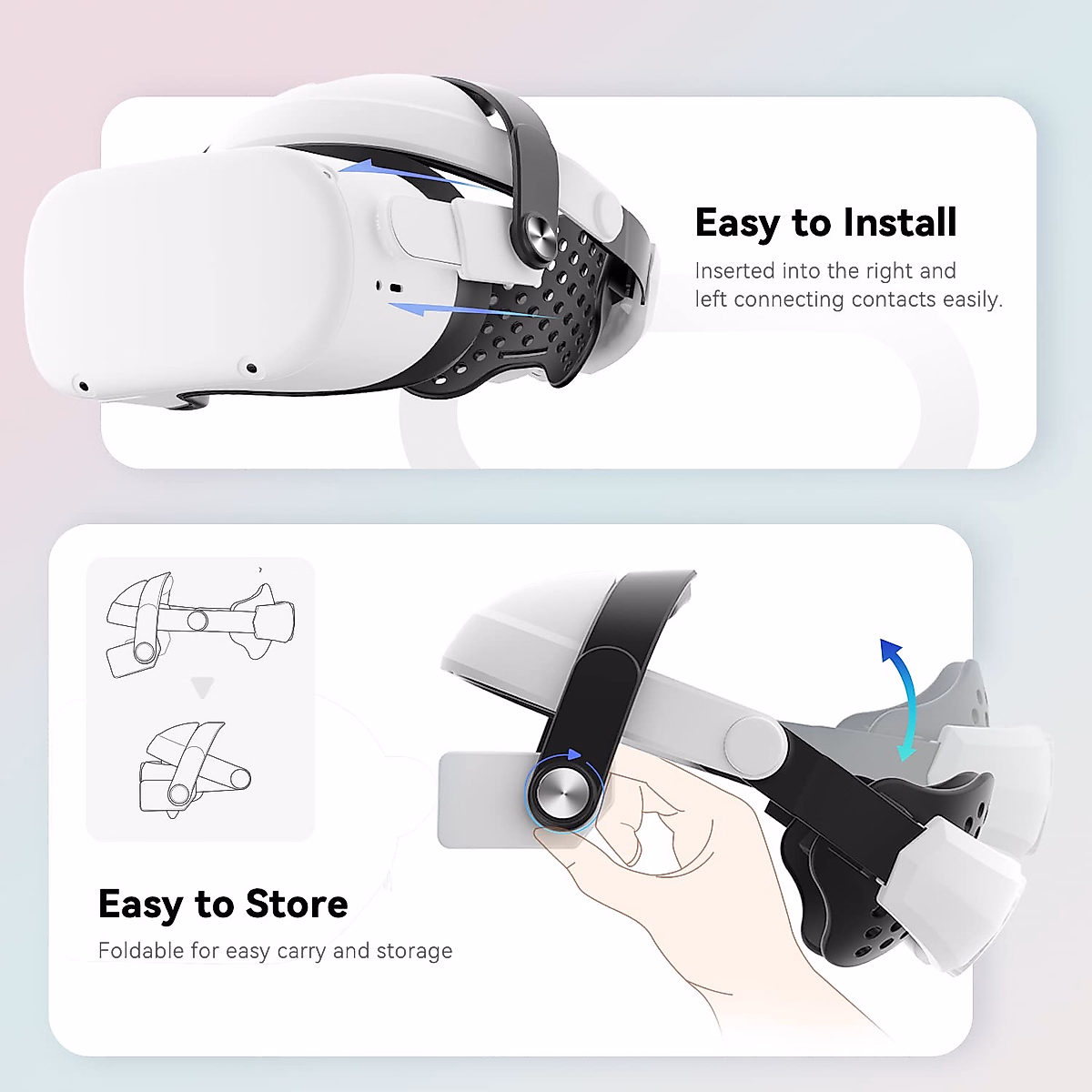 CNBEYOUNG Adjustable Head Strap Compatible with Quest 2,Replacement for Quest 2 Elite Strap Accessories Enhanced Support and Comfort in VR Gaming,Suitable for Children Adults Use