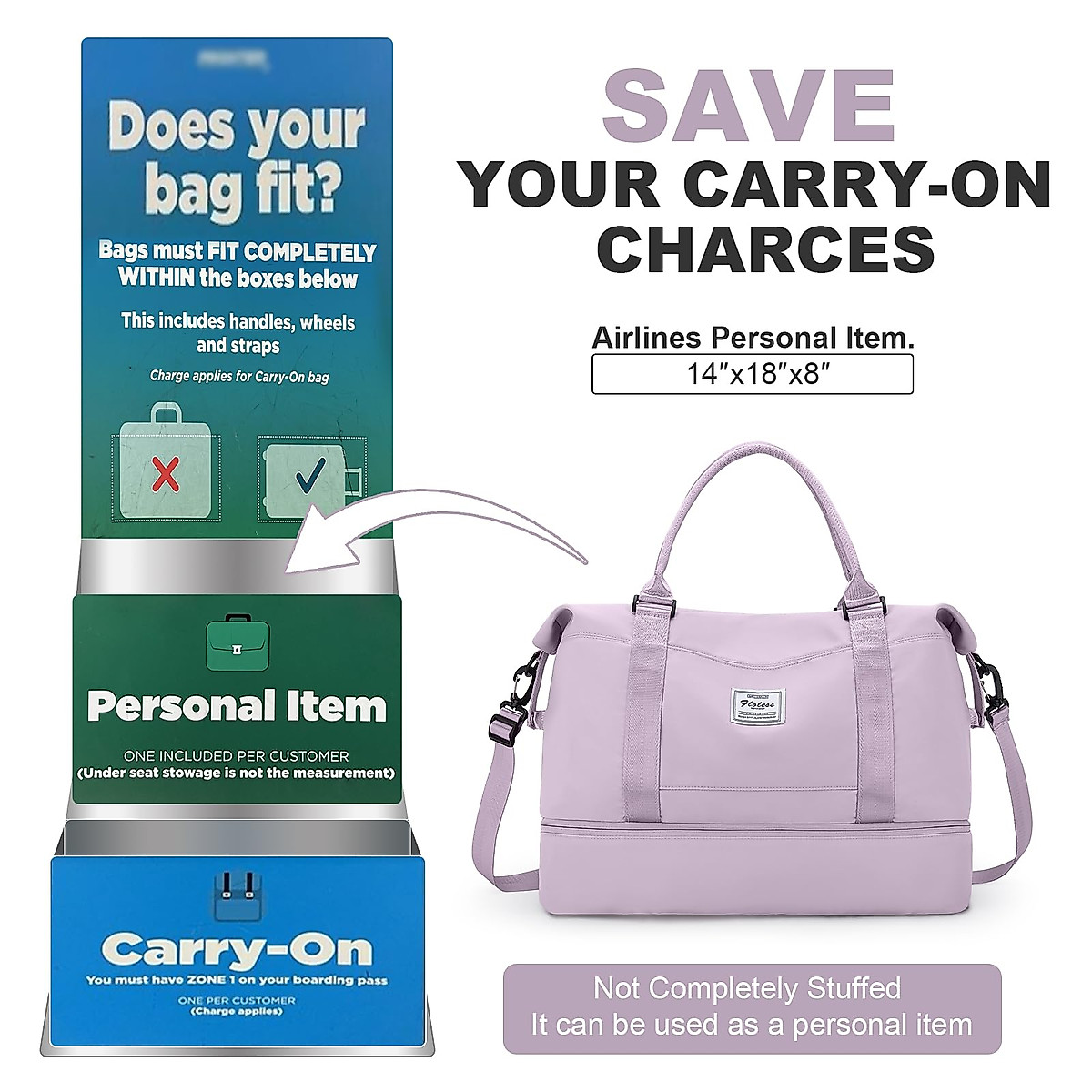 Travel Duffel Bag with Shoes Compartment, Weekender Overnight Bag for Women,Carry on Personal Item