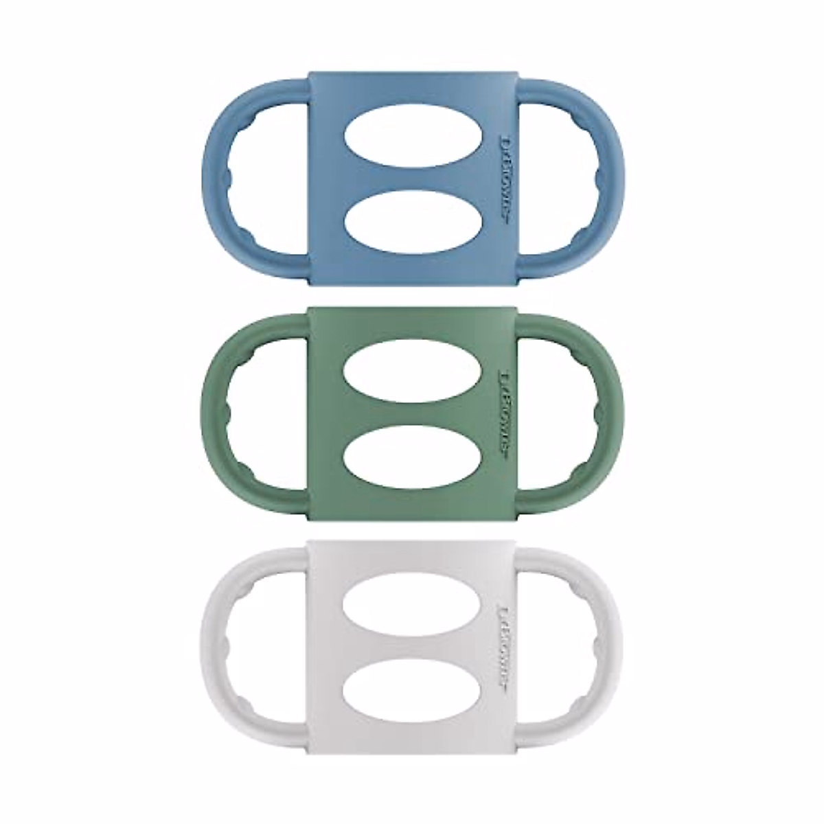 Dr. Brown’s® Milestones™ 100% Silicone Baby Bottle Handles, Narrow, Light Blue, Green, Gray, 3 Pack, 4m+