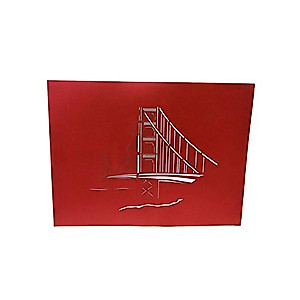 PopLife Golden Gate Bridge 3D Pop Up Greeting Card for All Occasions - Travellers, Architecture, History Lovers - Folds Flat for Mailing - Birthday, Graduation, Retirement, Anniversary, Thank You