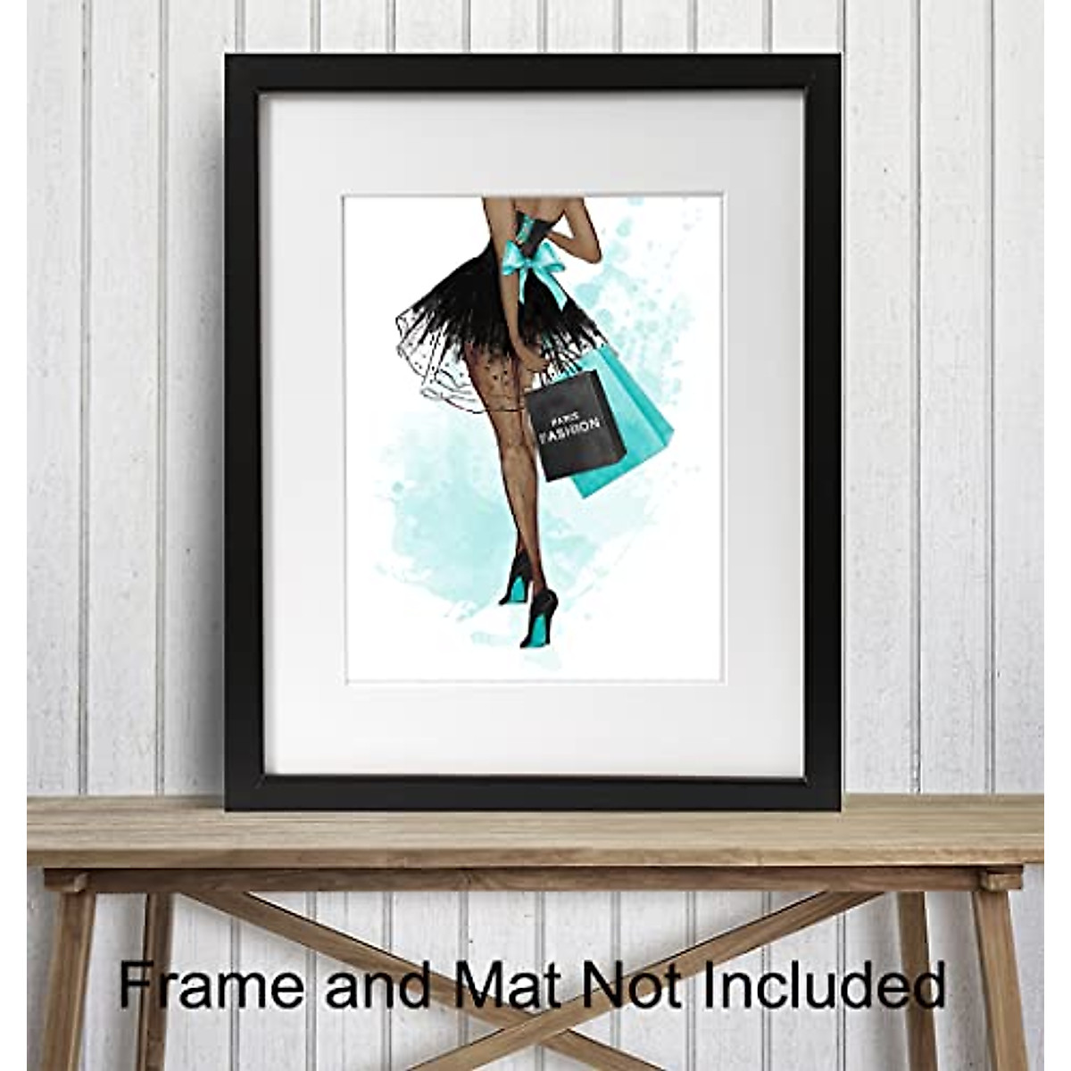 Light Blue Fashion Designer Wall Art - Black Woman, African American Women, Teens, Girls Bedroom - High Fashion Design Wall Decor - Glam Gifts for Latina, African American Woman - Black Culture