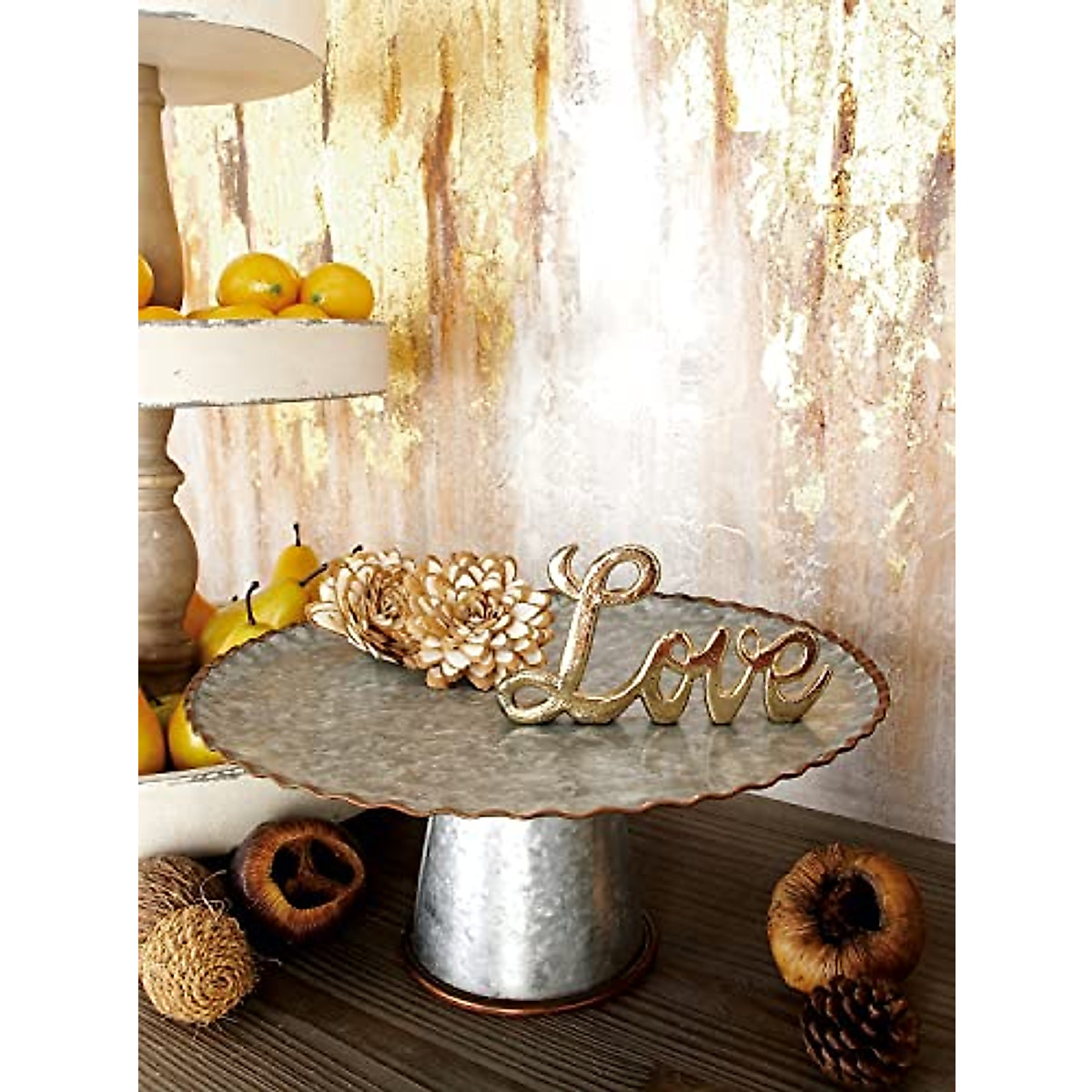 Deco 79 Metal Galvanized Cake Stand, Set of 3 9", 13", 15"W, Gray