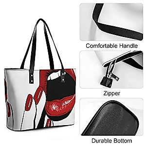 Womens Handbag Lips Leather Tote Bag Top Handle Satchel Bags For Lady